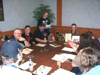 A marathon Hackmaster session at the KenzerCo table. Die Troglodytes ...